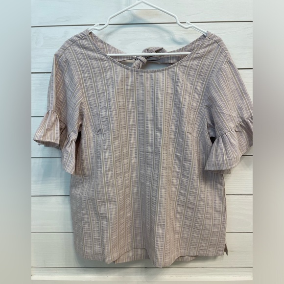 Hem & Thread | Tops | Nwt Purple Hem And Thread Ruffle Sleeve Tie Back ...
